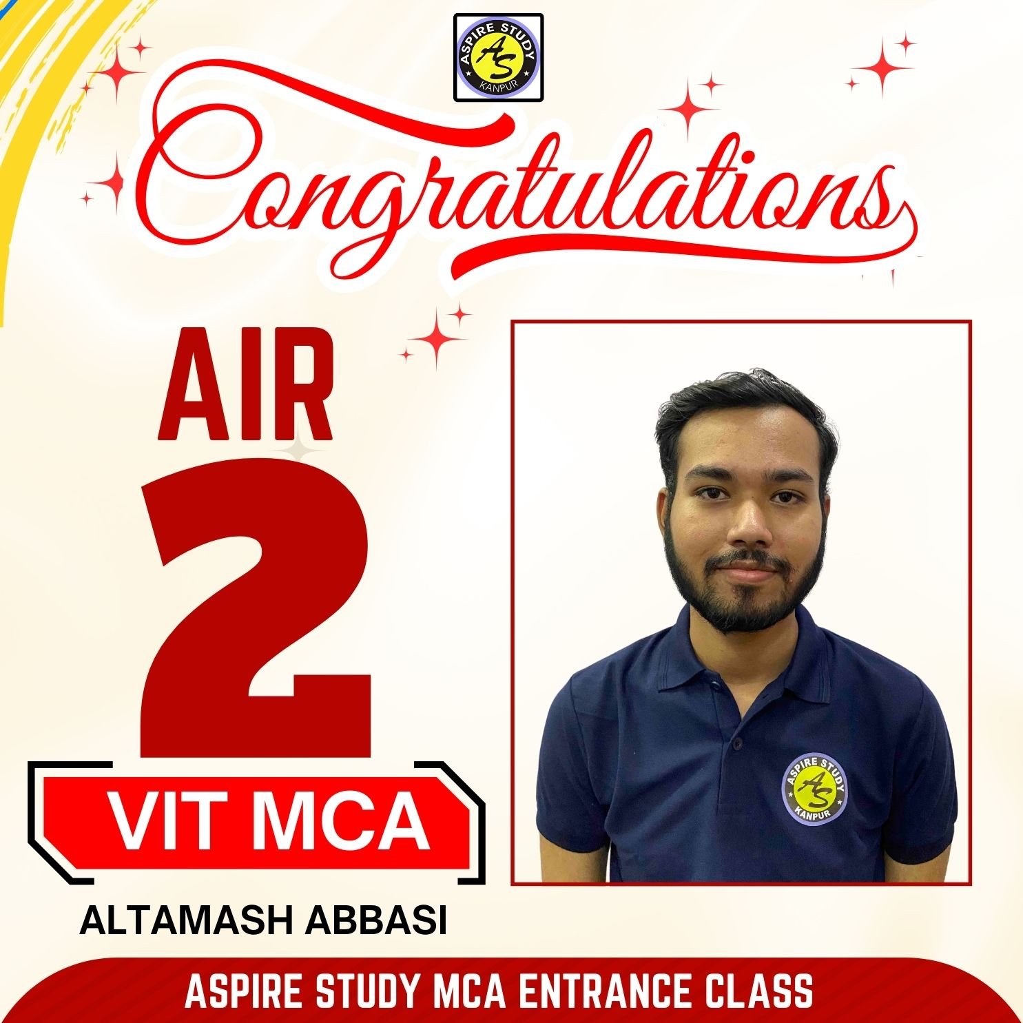 VIT MCA TOPPER (AIR 2) 2025 - Altamash Abbasi