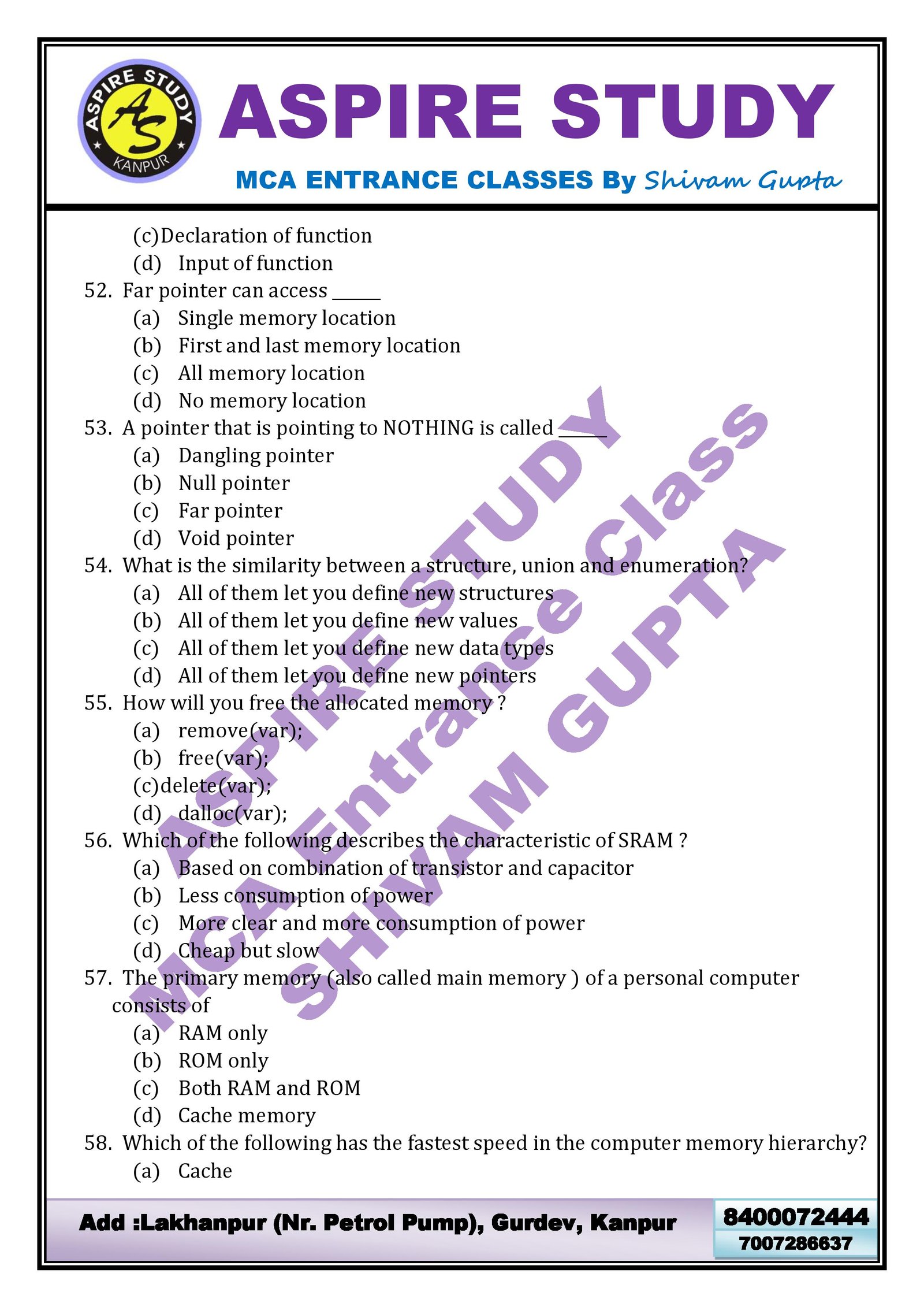 Jamia Millia Islamia (JMI) 2022 PDF Previous Year Paper MCA Entrance